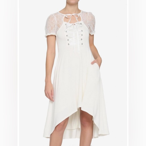 Hot Topic | Dresses | Hot Topic Lace Corset Lace Up Asymmetrical Midi ...